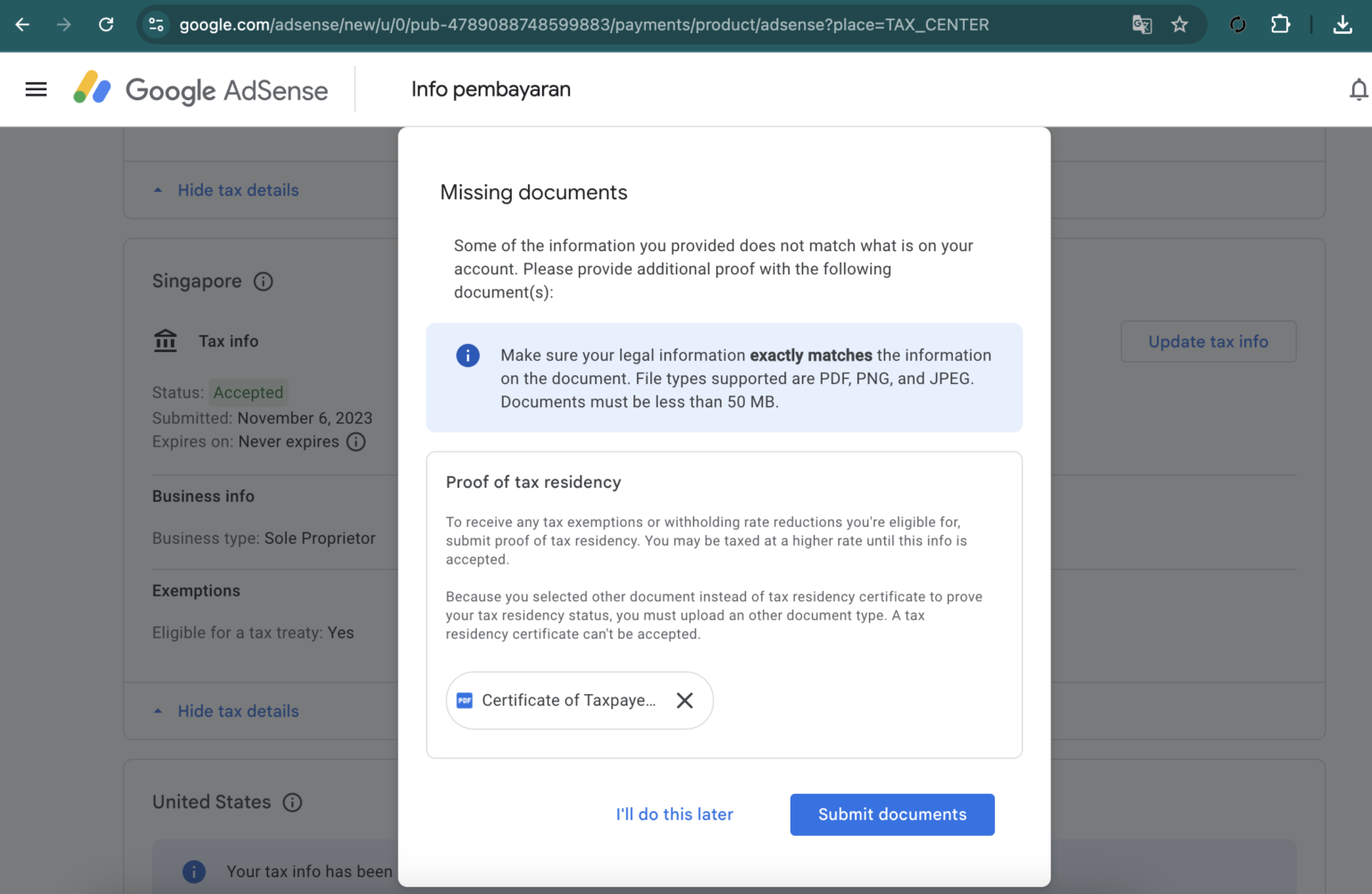 Panduan Lengkap Cara Mendapatkan Proof of Tax Residency untuk Google AdSense di Indonesia - FadLy.id